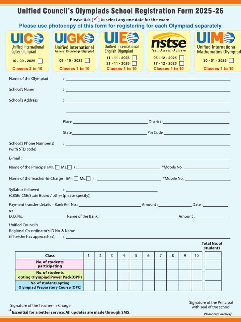 Unified Olympiads Form | PDF