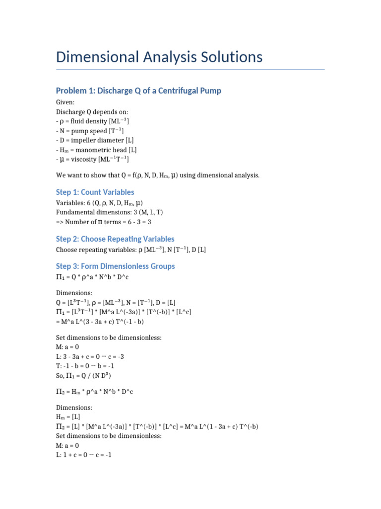 Dimensional Analysis Problems Detailed | PDF
