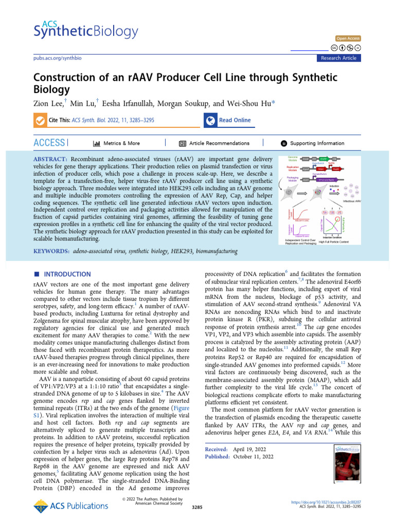 Lee Et Al 2022 Construction of An Raav Producer Cell Line Through ...