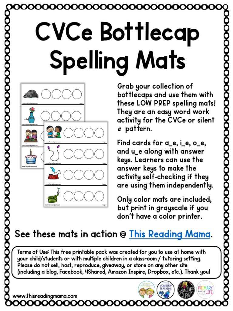 Magic E Spelling Bottle Cap | PDF