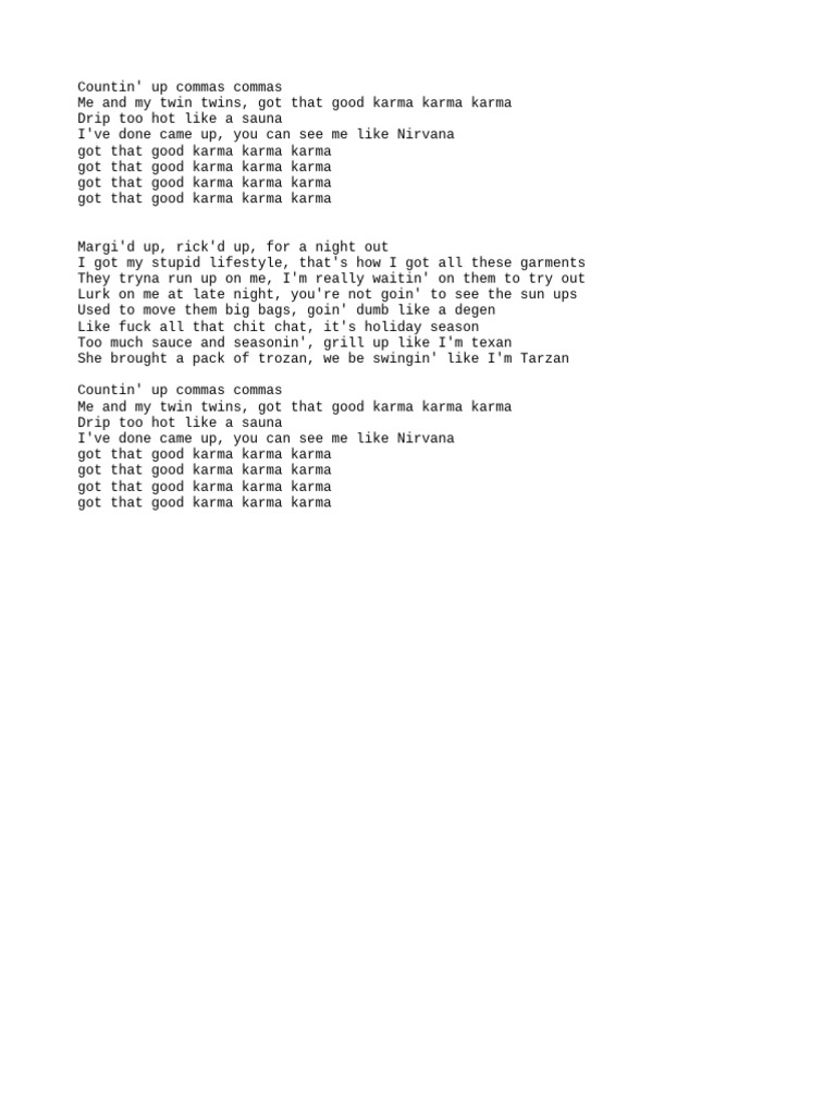 Good Karma and Success Lyrics | PDF