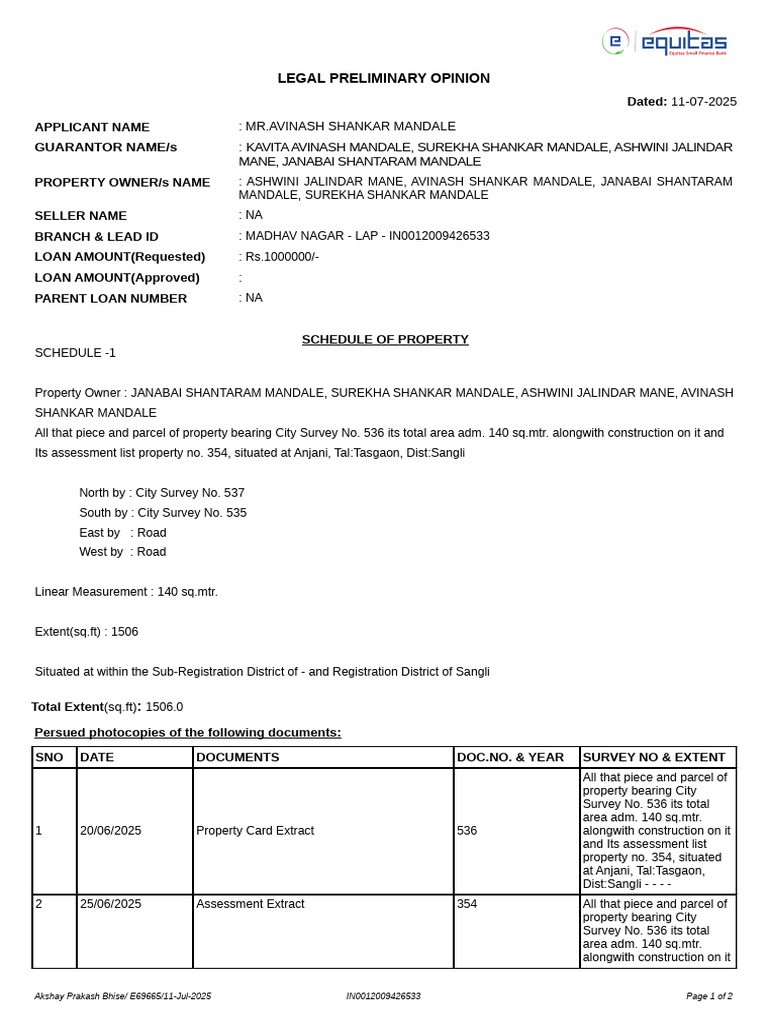 Legal Preliminary Opinion (Legal Preliminary Opinion) | PDF