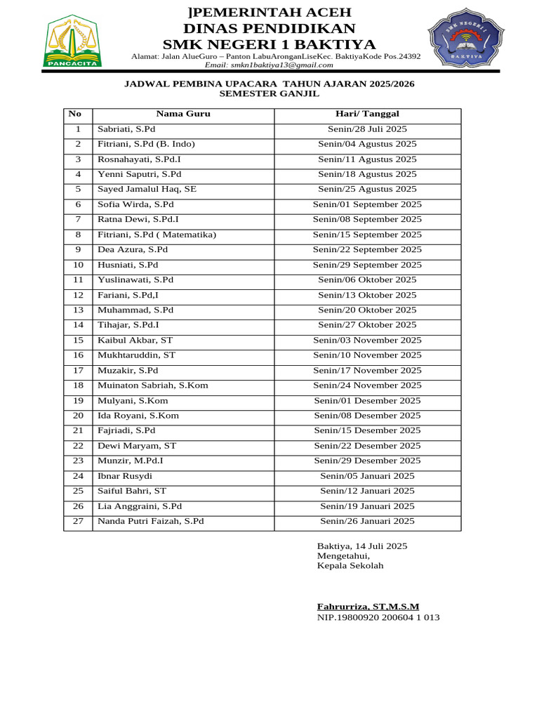 Pembina Upacara 2024-2025 GENAP | PDF