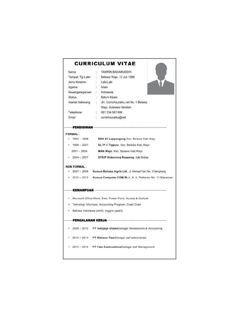 CV Pria Simpel | PDF
