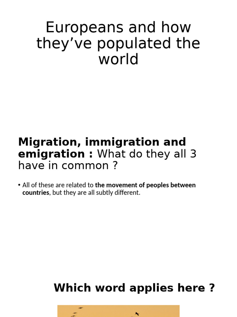 2nd Lesson Backgound to European Immigration of US (1) | PDF ...