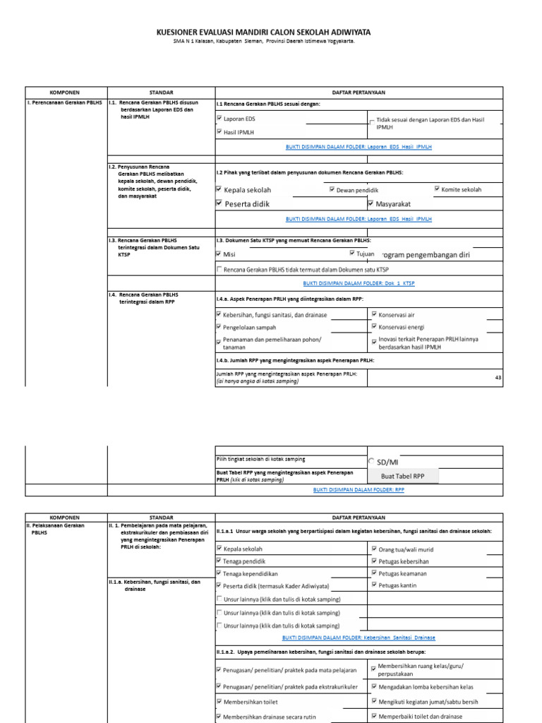 KUISIONER - SMA N 1 KALASAN - V10a - 030747.xlsm - Kuisoner | PDF
