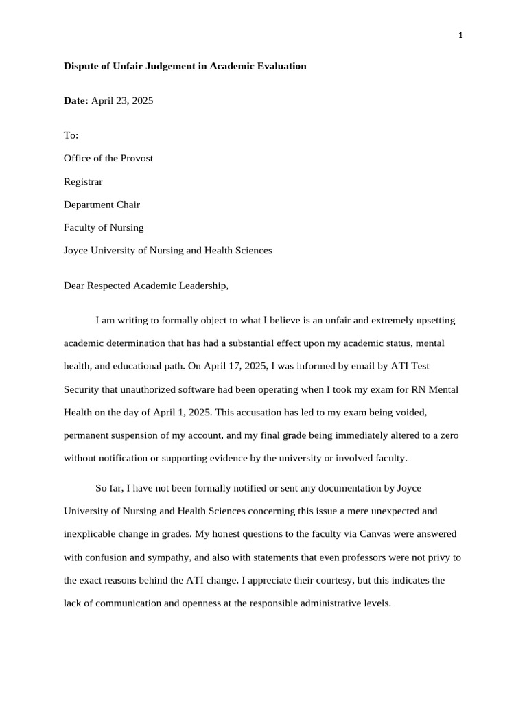 Dispute of Unfair Judgement in Academic Evaluation | PDF | Justice ...