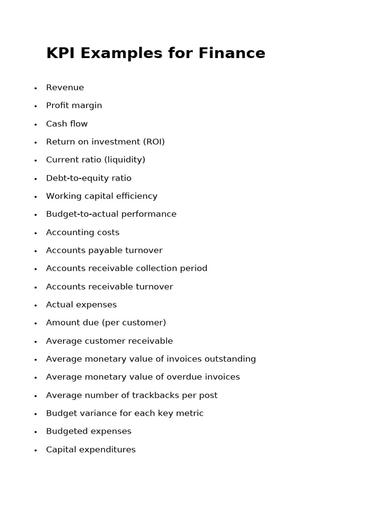Financial KPI Examples and Metrics | PDF | Revenue | Expense