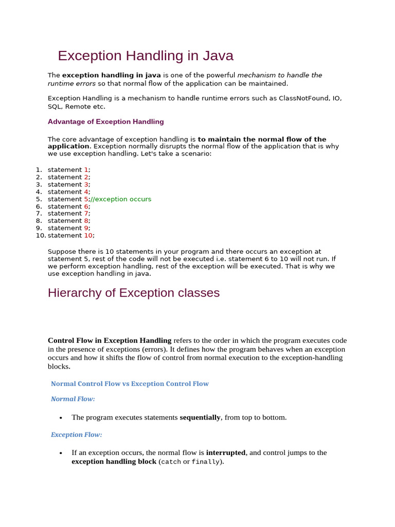 Exception Handling in Java | PDF | Control Flow | Java Virtual Machine