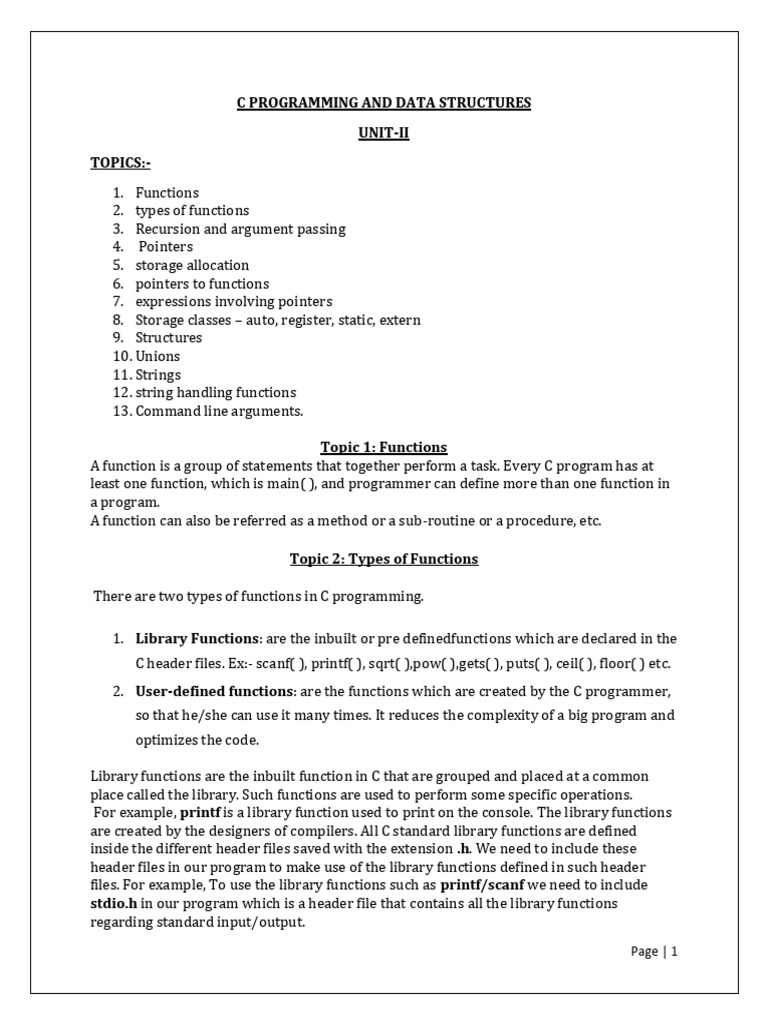 Cpds Unit-2 Material | PDF | Pointer (Computer Programming) | Parameter (Computer Programming)
