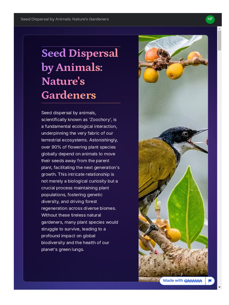 Gamma App Docs Seed Dispersal by Animals Natures Gardeners ...