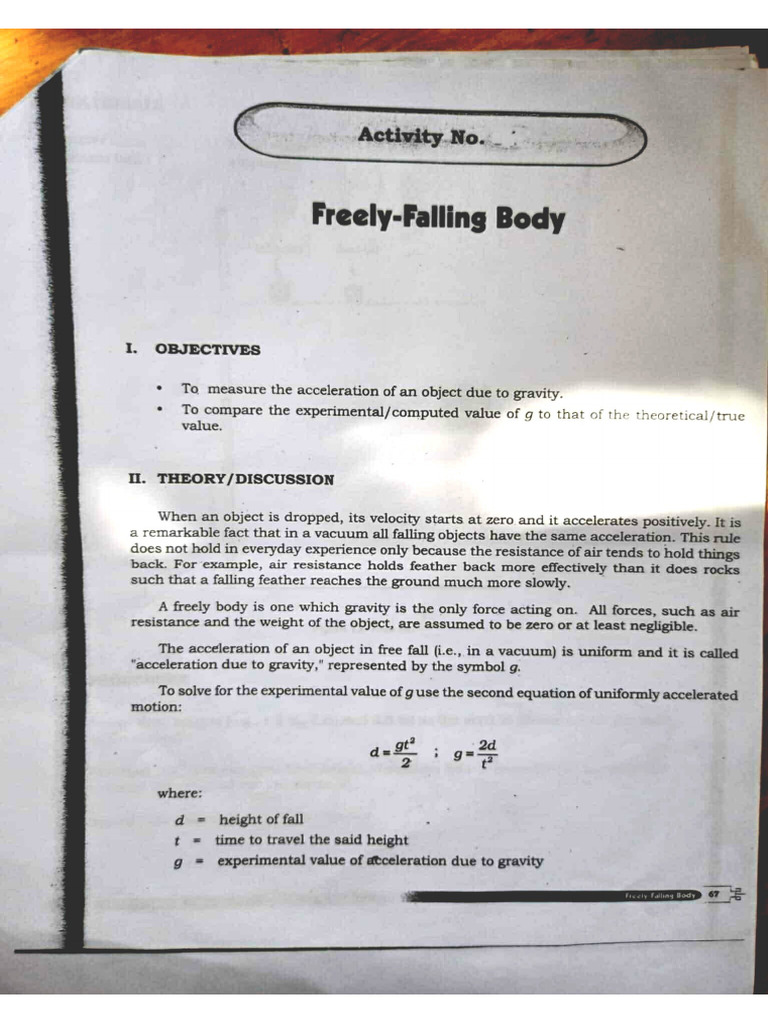 Carbon Reniel C - p3 Lab#3 FREE FALLING | PDF