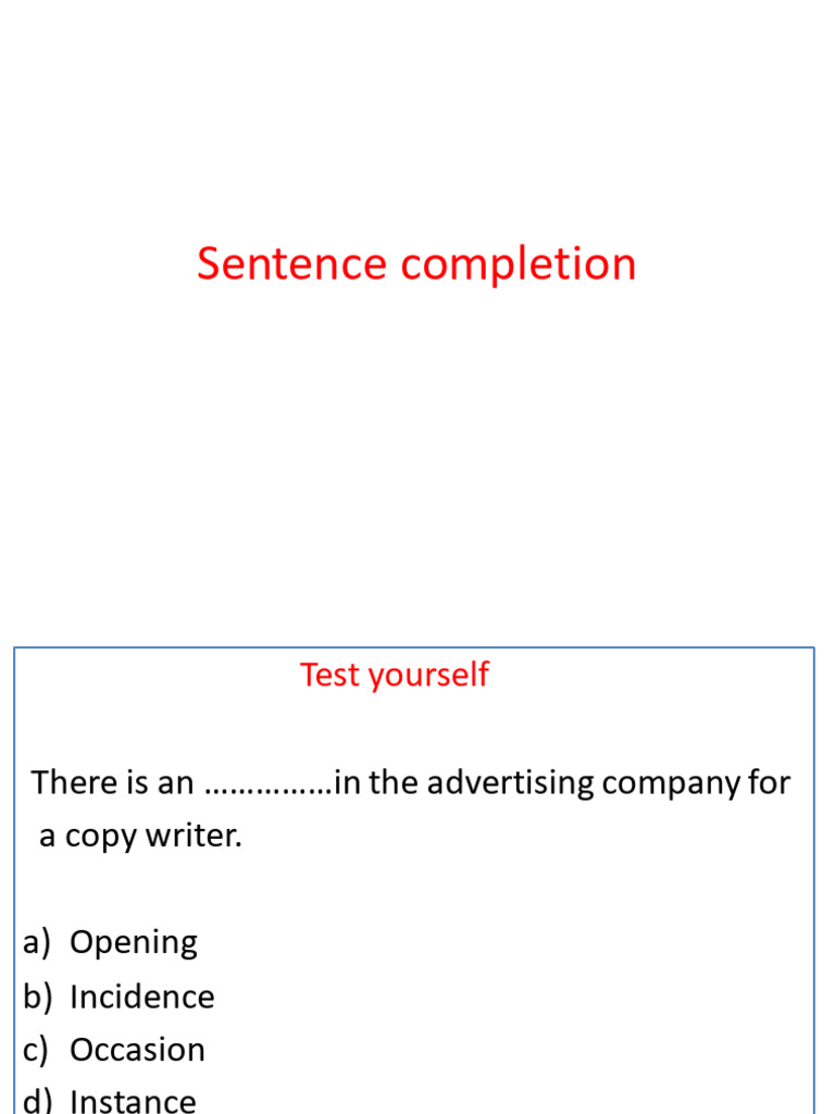 Sentence Completion | PDF | Adverb | Question