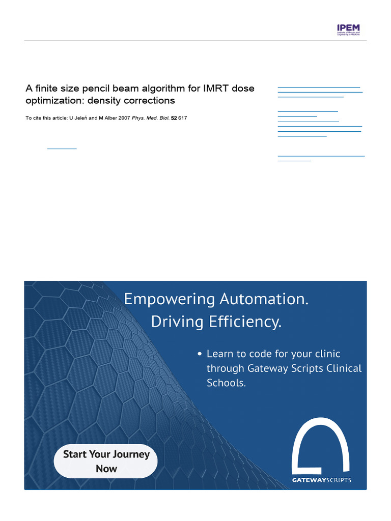 A Finite Size Pencil Beam Algorithm For IMRT Dose 2007 | PDF ...