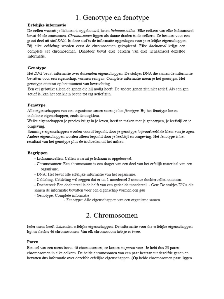 Biologie, t5. Samenvatting | PDF