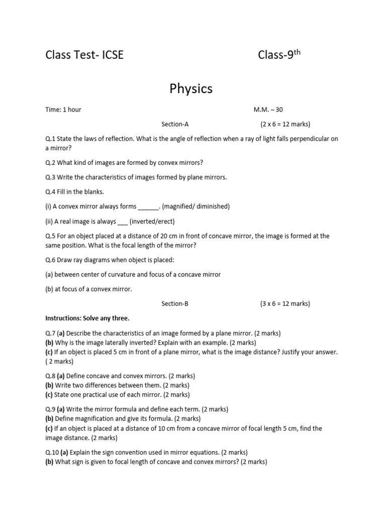 Class 9 ICSE Reflection Worksheet | PDF