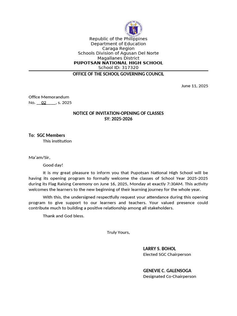 Notice of Invitation - Openig of Classes | PDF | Chess Openings | Chess ...