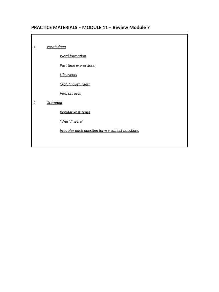 Practice Exercises Module 11a Pdf Grammar Linguistics