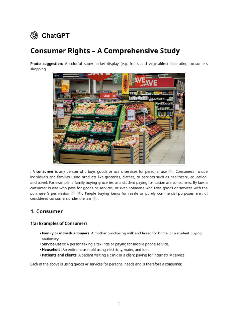 Consumer Rights - A Comprehensive Study | PDF | Customer | Consumer ...
