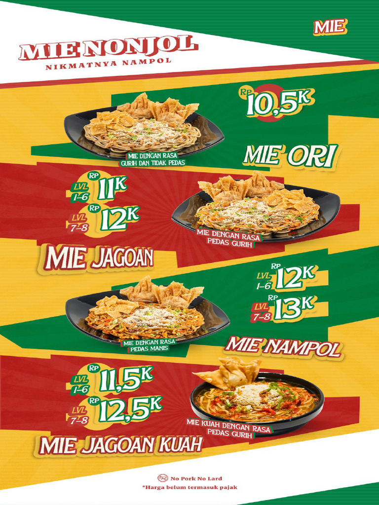 Menu Digital - Mie Nonjol | PDF
