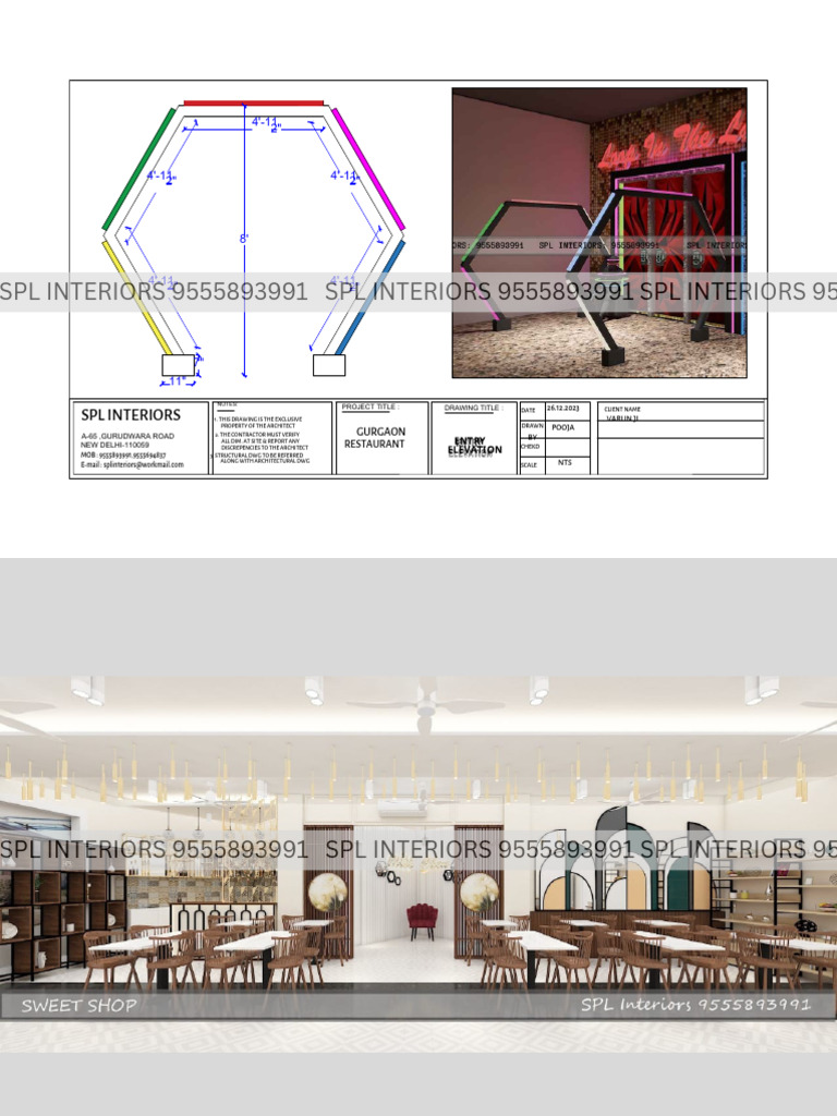 Restaurant Entry and Mirror Wall Elevations | PDF | Autodesk