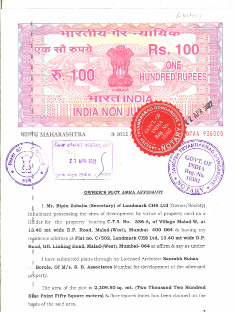 Owner Plot Area Affidavit | PDF