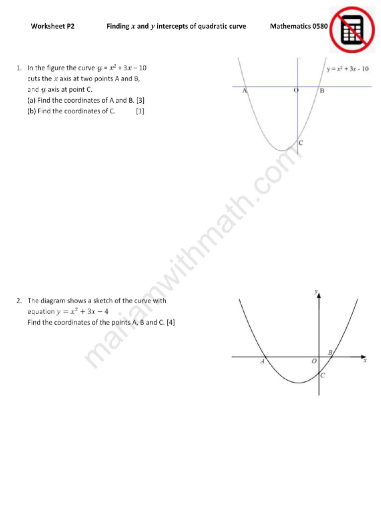 16 (B) Graphs of Quadratic Equation (Basic) P2 | PDF