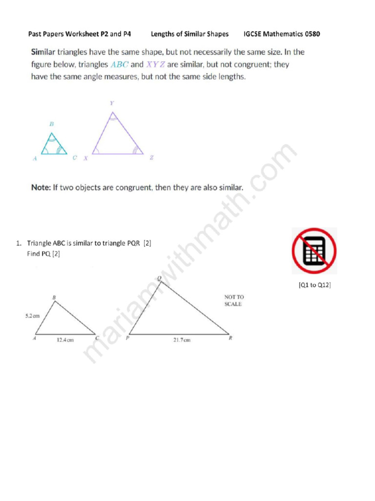 17b Lengths of Similar Shapes P2 and P4 | PDF