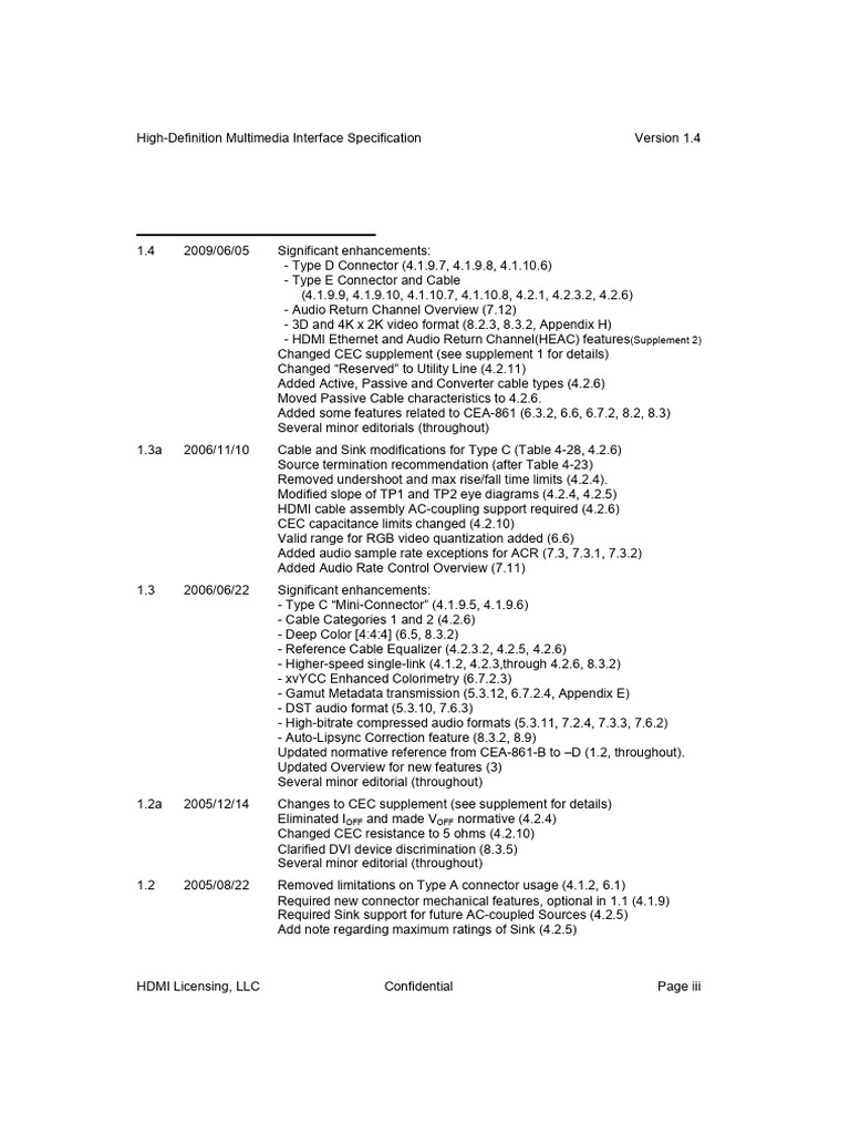 HDMI 1.4 Specification Overview | PDF | Hdmi | Electrical Connector