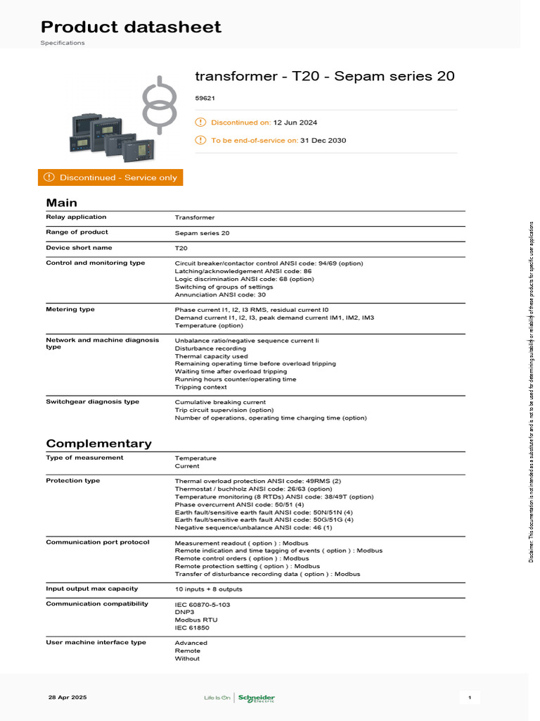 Schneider Electric - Sepam-Series-20 - 59621 | PDF | Electrical ...