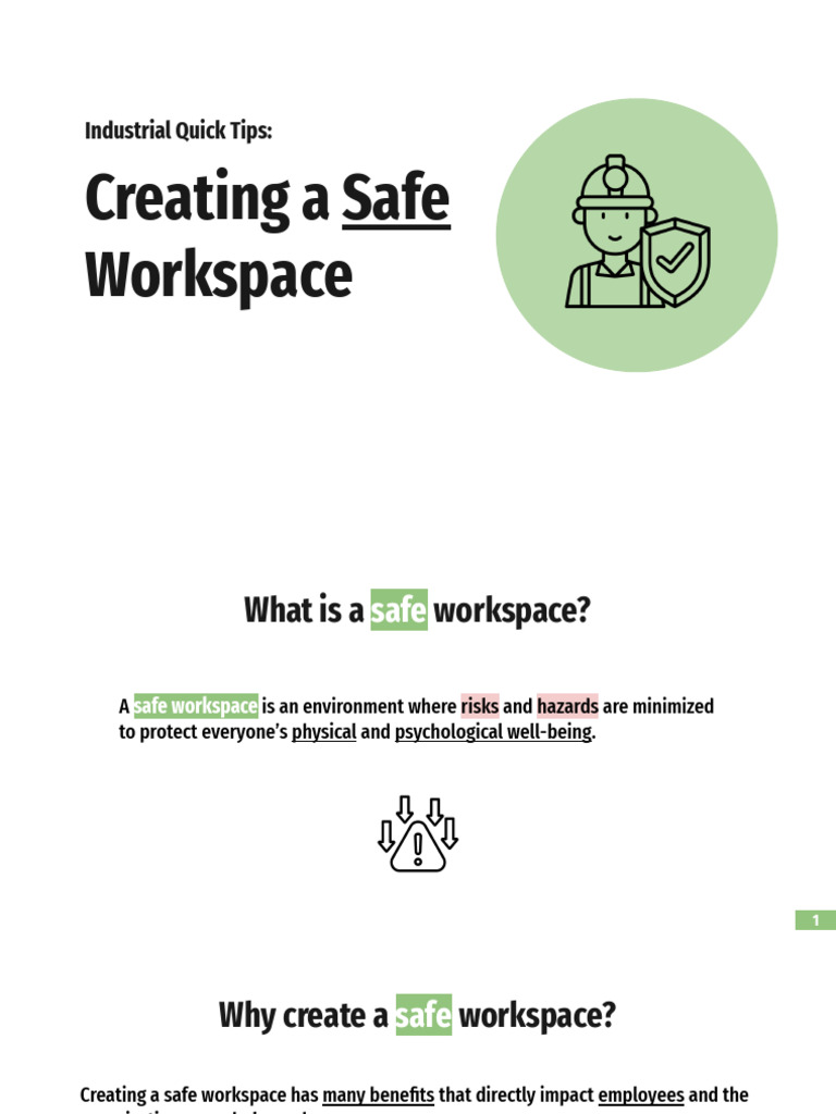 Creating A Safe Workspace | PDF | Occupational Safety And Health | Safety