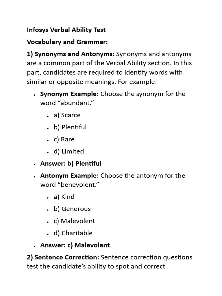 Infosys Verbal and Aptitude Test Guide | PDF | Area | Ratio