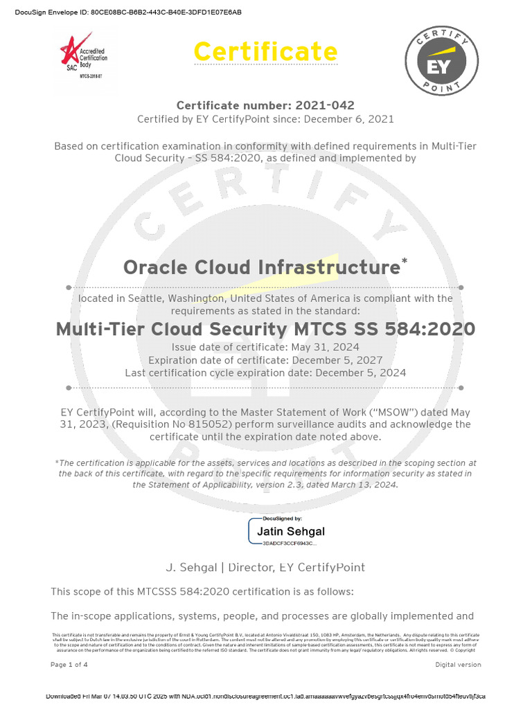 EYCP - Certificate - Template - FINAL - V17.docx - OCI MTCS Certificate June 2024 | PDF | Cloud ...