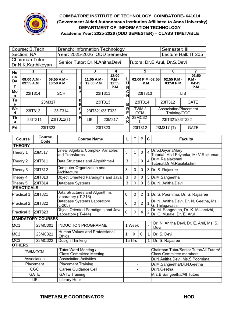 Class TT 2nd Year Revised 2025 2026 ODD Formatted | PDF | Mathematics | Software Engineering