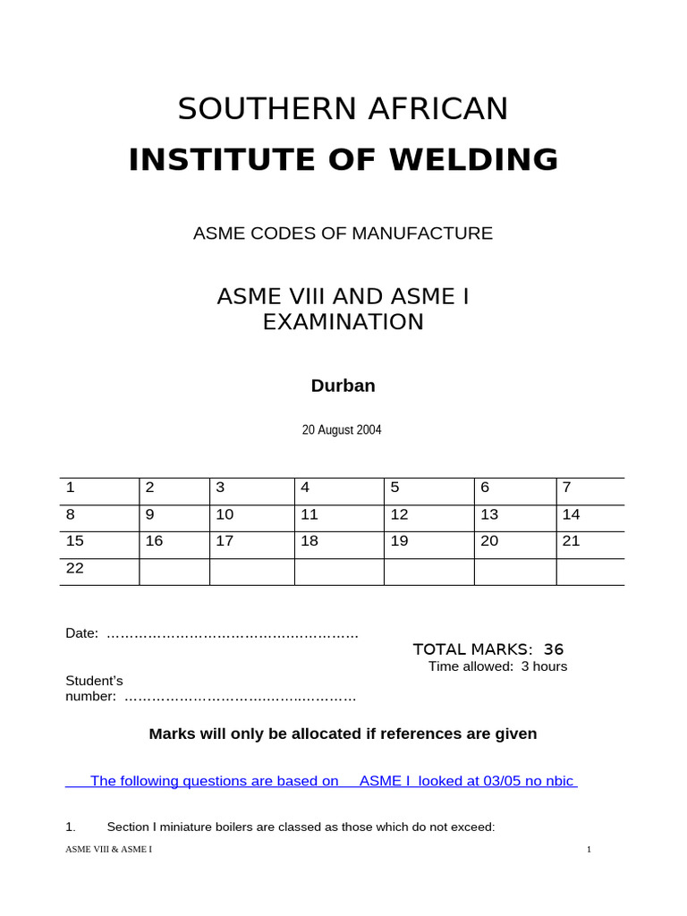 Week One ASME VIII & ASME 1 No Nbic No Answers | PDF | Secondary Sector Of The Economy ...