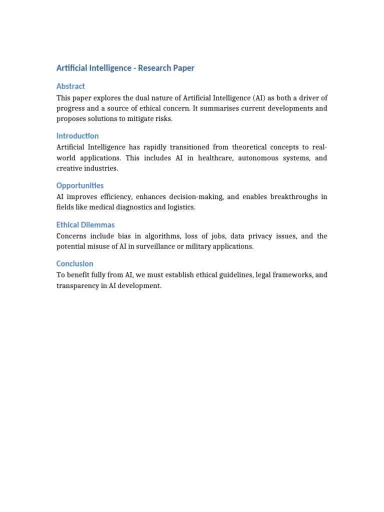 Artificial Intelligence Research Paper | PDF