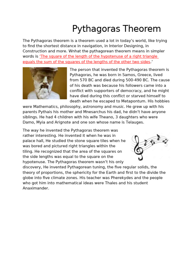 Pythagoras and His Theorem Explained | PDF