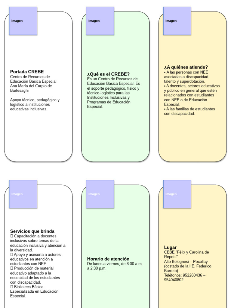 Triptico CREBE Doble Cara Imagenes Sensibilizacion | PDF | Aprendizaje