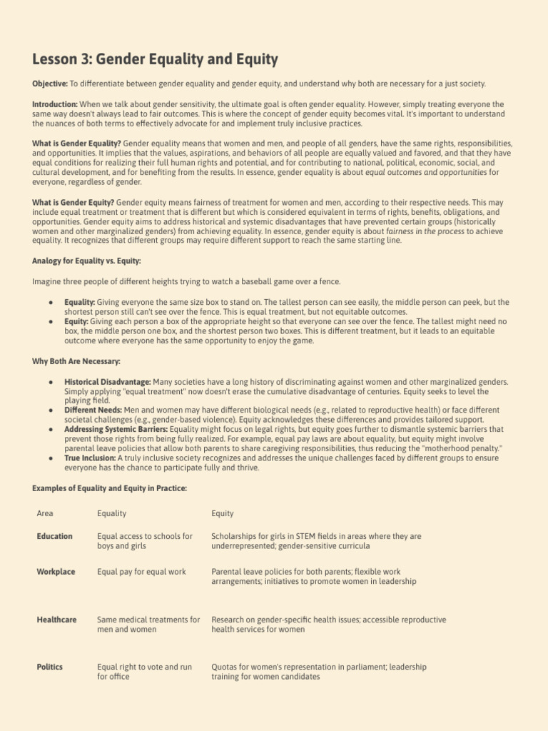 Understanding Gender Equality vs. Equity | PDF | Social Equality ...