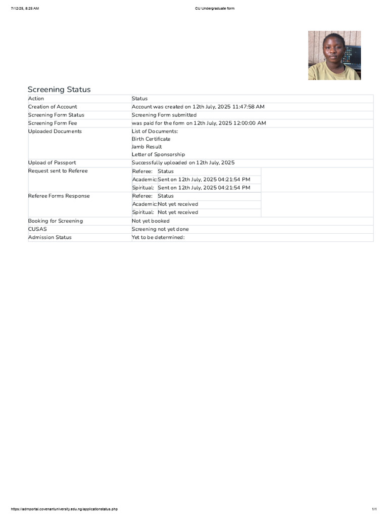 CU Undergraduate Form | PDF
