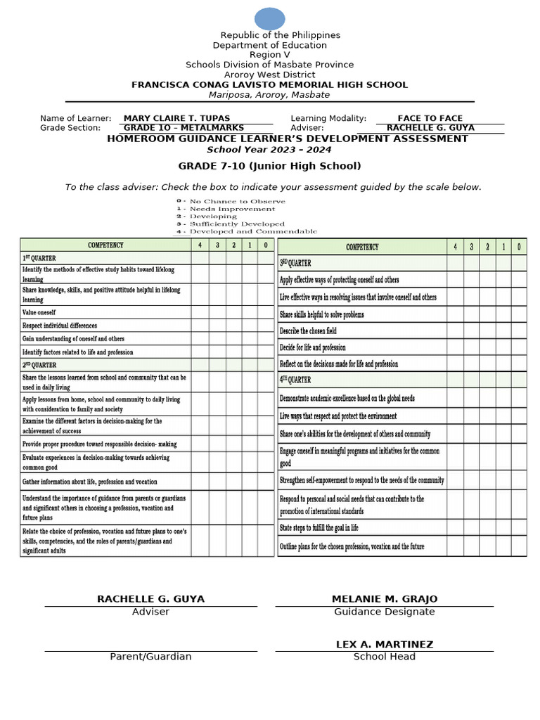 Homeroom Guidance Tool | PDF