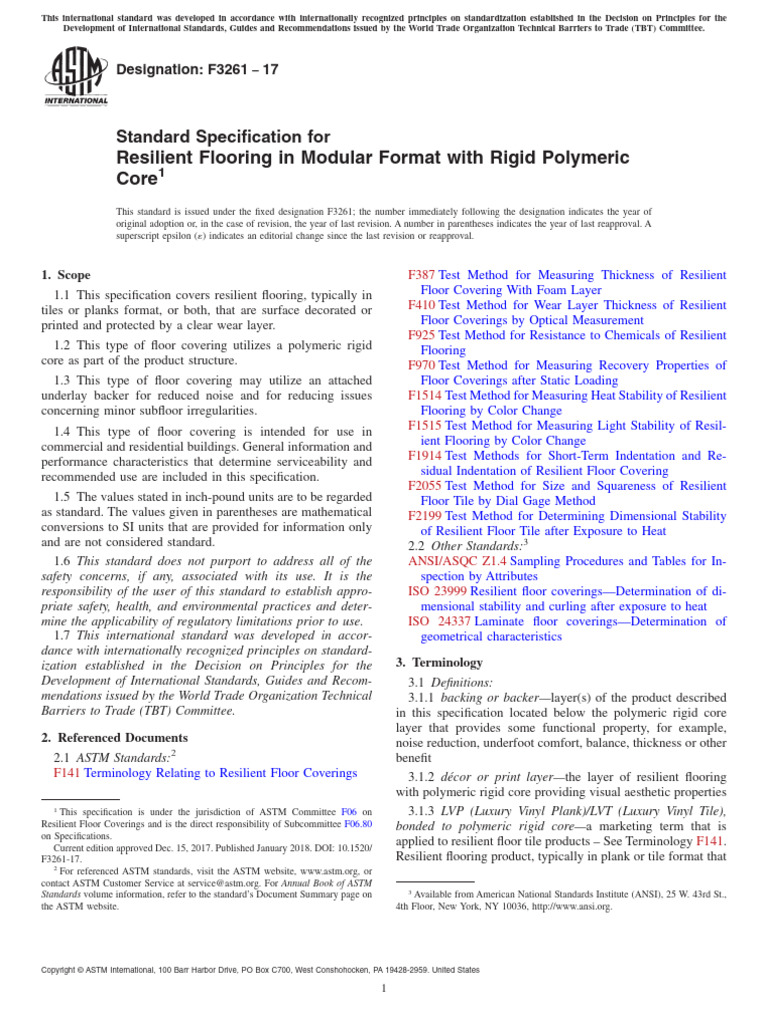 ASTM F3261 Modular Resilient Flooring | PDF | Flooring | Polyvinyl Chloride