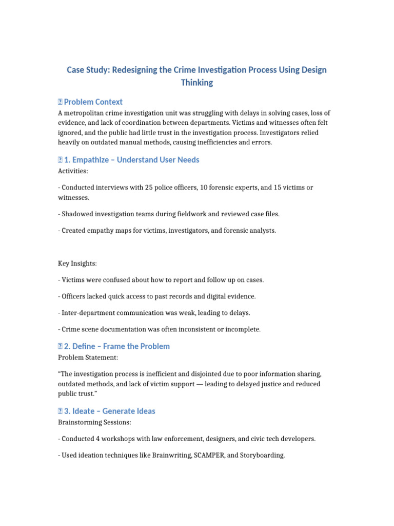 Case Study Crime Investigation Design | PDF | Usability | Computing