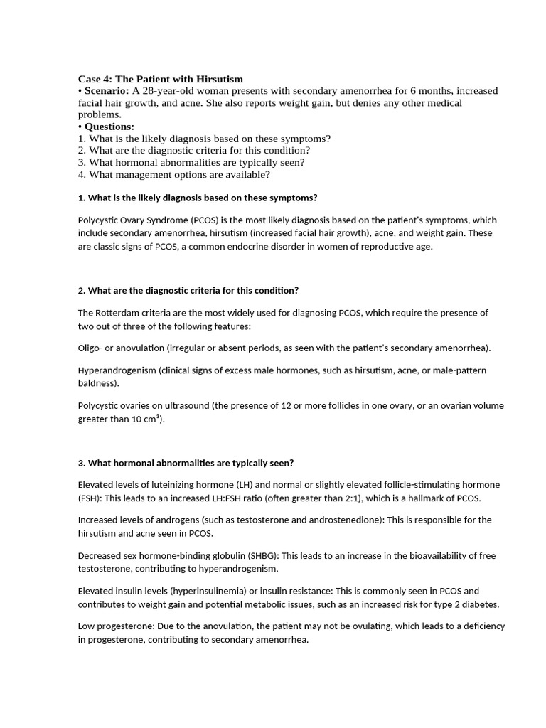 Clinical Cases Amenorrhea | PDF | Polycystic Ovary Syndrome | Gynaecology