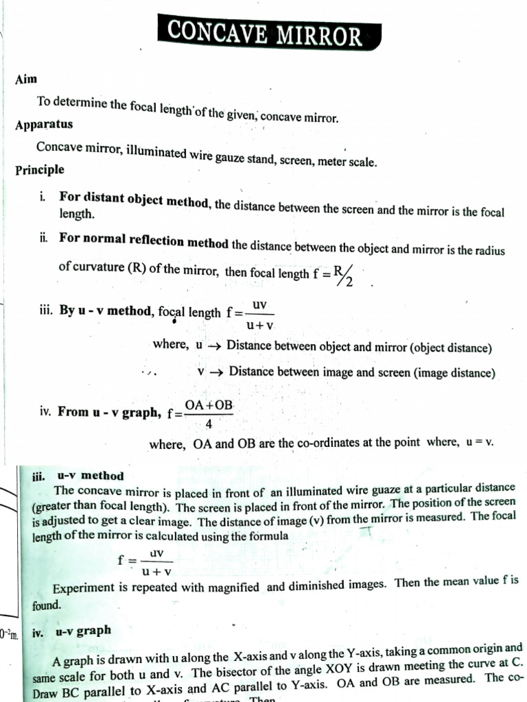Class 12 Concave Mirror Experiment | PDF | Glass Engineering And ...