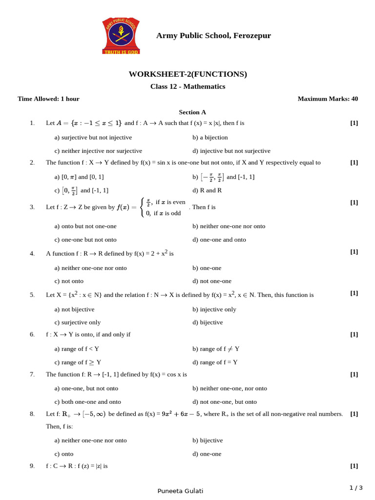 Relations and Functions Worksheet | PDF | Function (Mathematics) | Mathematics
