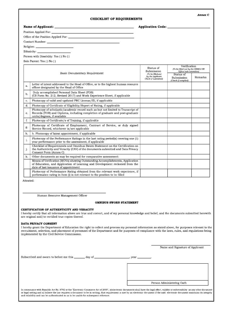 Omnibus Checklist | PDF