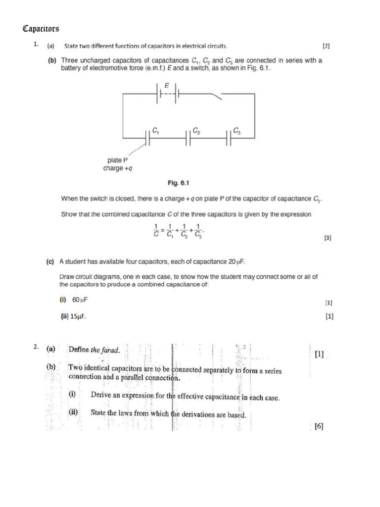 Capacitors Exercise 1 | PDF