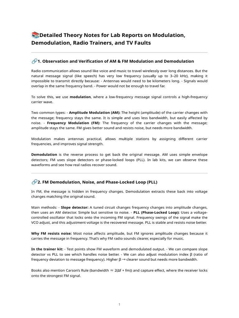 Am Fm Lab Theory | PDF | Frequency Modulation | Detector (Radio)