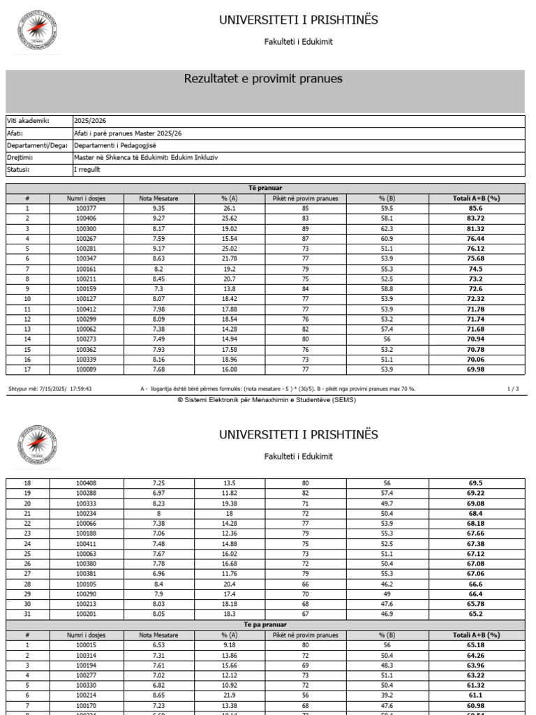 Universiteti I Prishtinës | PDF